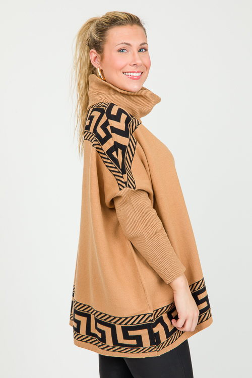 Greek Key Sweater, Camel - New Arrivals - The Blue Door Boutique