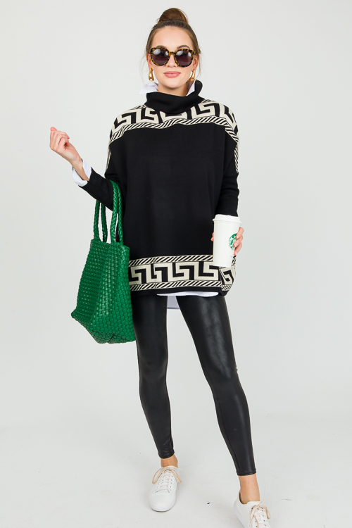 Greek Key Sweater, Black - New Arrivals - The Blue Door Boutique