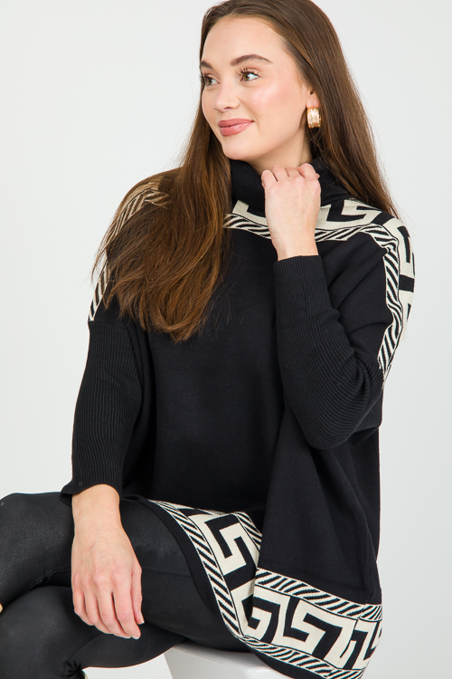 Greek Key Sweater, Black - New Arrivals - The Blue Door Boutique