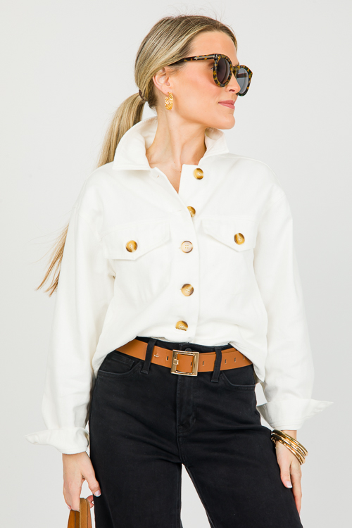 Tortoise Button Jacket, Ivory - New Arrivals - The Blue Door Boutique