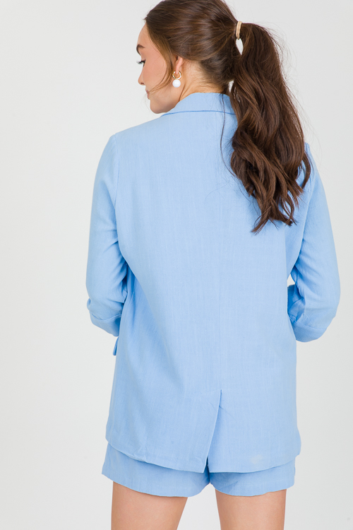 Tab Linen Blazer, Sky - New Arrivals - The Blue Door Boutique