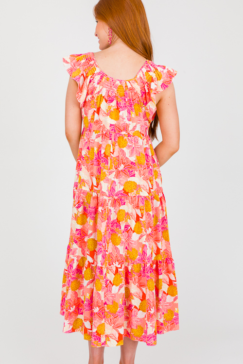 Smock Trim Floral Maxi, Pink - New Arrivals - The Blue Door Boutique