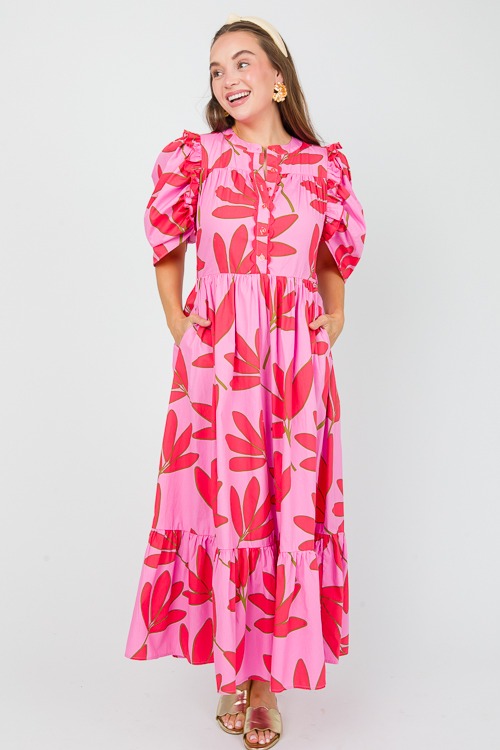 Preppy Palm Maxi, Cherry - New Arrivals - The Blue Door Boutique
