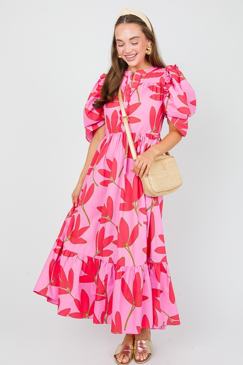 Preppy Palm Maxi, Cherry - New Arrivals - The Blue Door Boutique