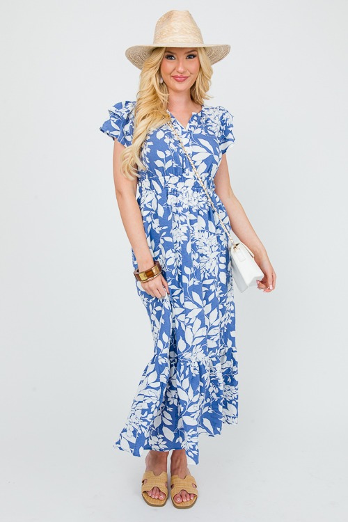 Cynthia Floral Maxi, Blue - New Arrivals - The Blue Door Boutique
