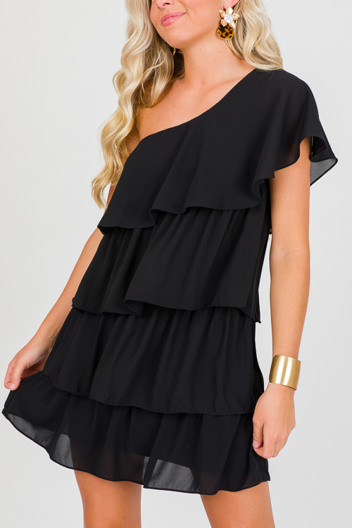 Ruffle Layered Dress, Black - New Arrivals - The Blue Door Boutique