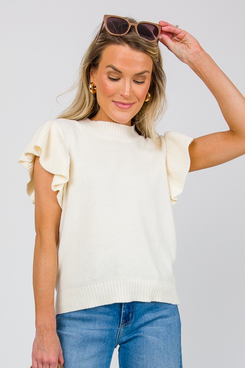 Flutter Sweater Top, Ivory - New Arrivals - The Blue Door Boutique