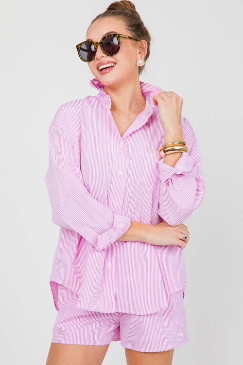 Striped Shorts Set, Pink - New Arrivals - The Blue Door Boutique