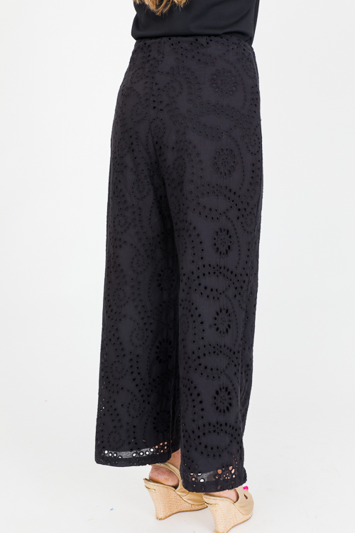 Eyelet Pants, Black - SALE - The Blue Door Boutique