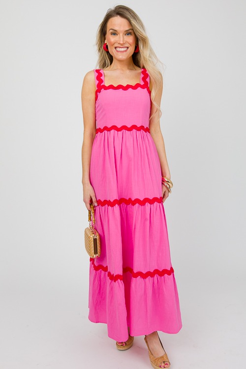 Ric Rac Linen Midi, Pink - New Arrivals - The Blue Door Boutique