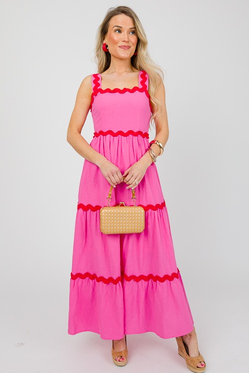 Ric Rac Linen Midi, Pink - New Arrivals - The Blue Door Boutique