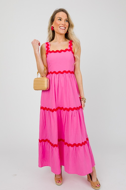 Ric Rac Linen Midi, Pink - New Arrivals - The Blue Door Boutique