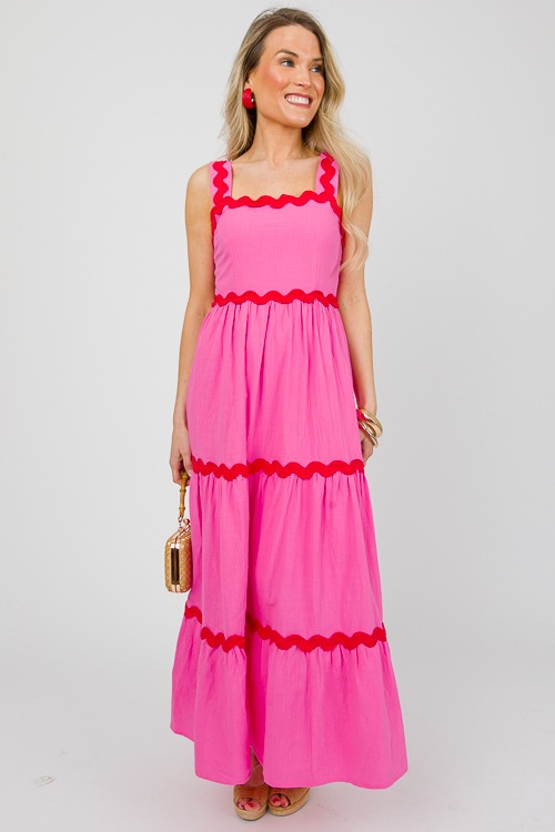 Ric Rac Linen Midi, Pink - New Arrivals - The Blue Door Boutique