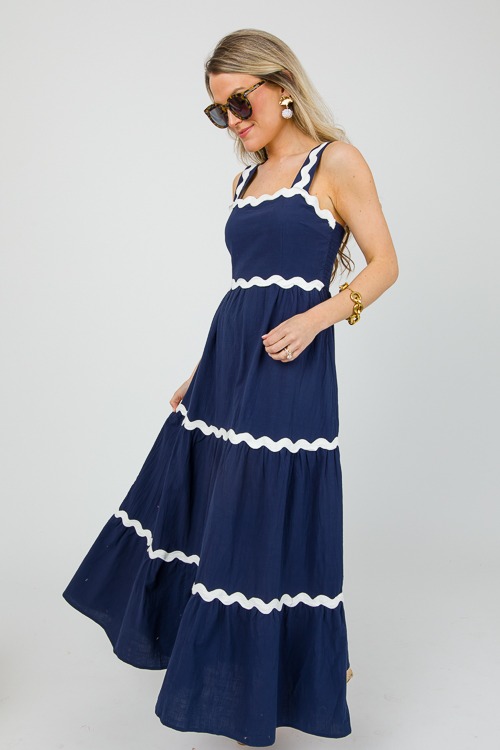 Ric Rac Linen Midi, Navy - New Arrivals - The Blue Door Boutique
