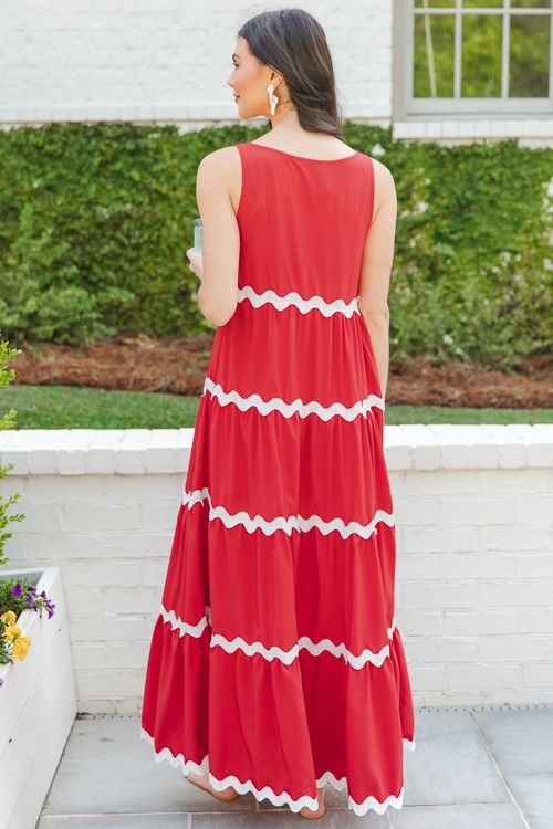 Ric Rac Trim Maxi, Red - New Arrivals - The Blue Door Boutique