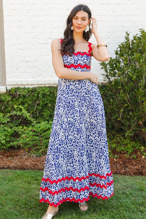 Ric Rac Spotty Maxi, Blue - New Arrivals - The Blue Door Boutique