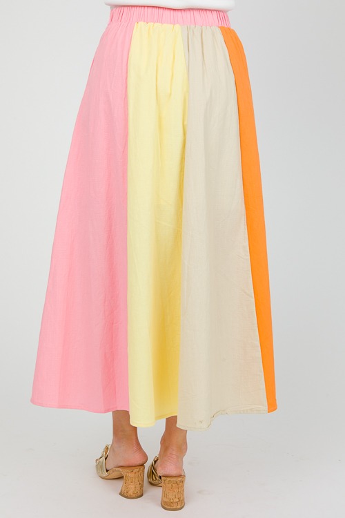 Linen Colorblock Midi Skirt - New Arrivals - The Blue Door Boutique