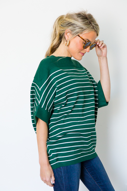 Cuffed Stripe Sweater, Hunter - New Arrivals - The Blue Door Boutique