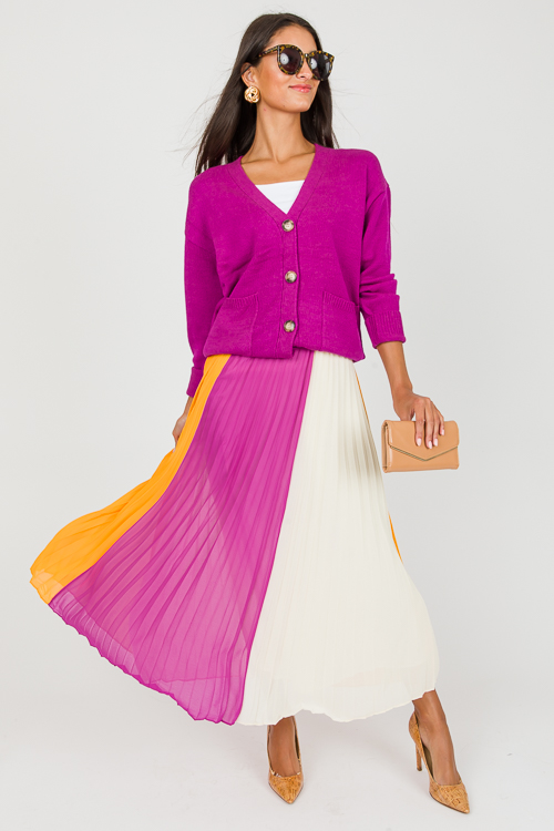 Colorblock Pleats Midi Skirt - SALE - The Blue Door Boutique