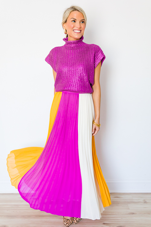 Metallic Sweater Vest, Magenta - SALE - The Blue Door Boutique