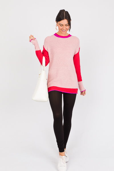 Shondra Colorblock Sweater, Pink - New Arrivals - The Blue Door Boutique