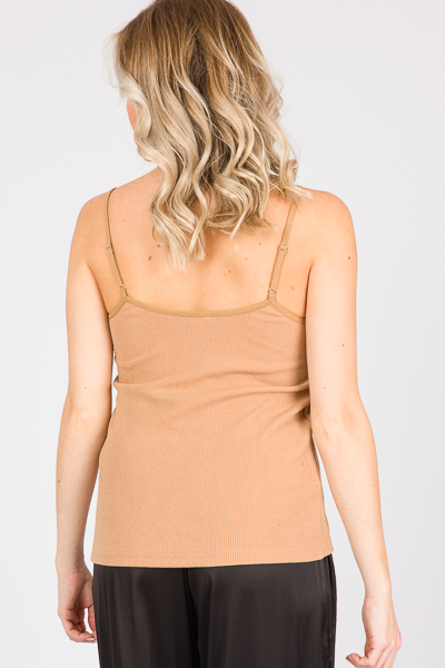 Mesh Insert Rib Cami, Nude - SALE - The Blue Door Boutique