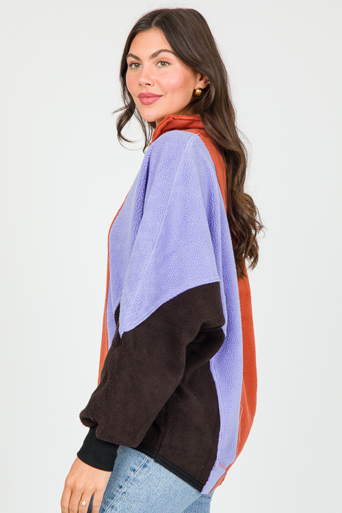 Colorblock Fleece Pullover, Black - New Arrivals - The Blue Door Boutique