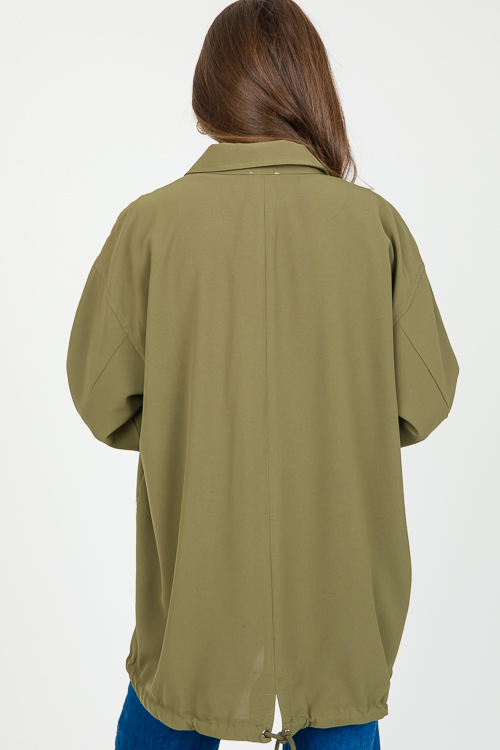 Slant Pocket Jacket, Olive - SALE - The Blue Door Boutique