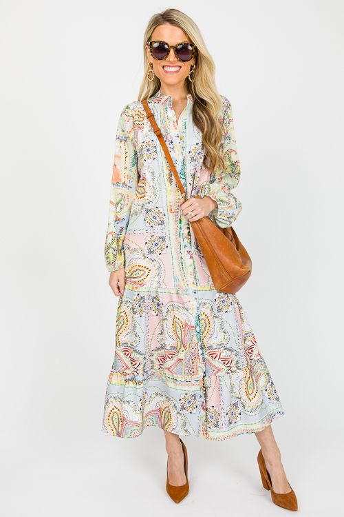 Drop Tier Print Midi, Multi - New Arrivals - The Blue Door Boutique