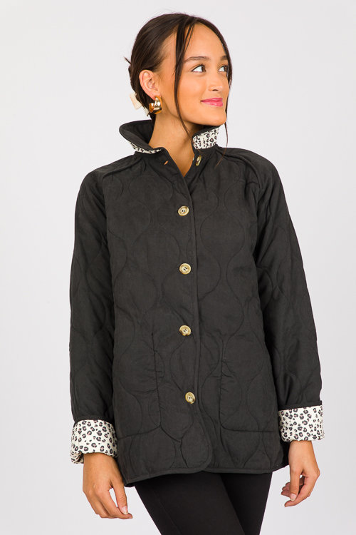 Reversible Quilted Jacket, Black - SALE - The Blue Door Boutique
