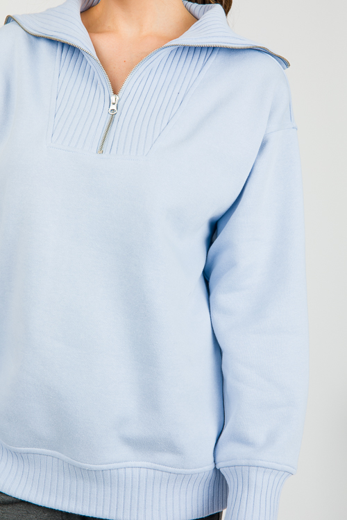 Foster Zip Pullover, Sky Blue - New Arrivals - The Blue Door Boutique