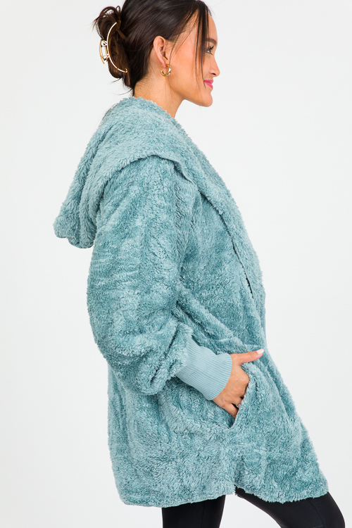 Cozy Up Hooded Jacket, Mint - Comfy - The Blue Door Boutique