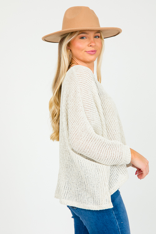 Kimmy V Sweater, Natural - New Arrivals - The Blue Door Boutique