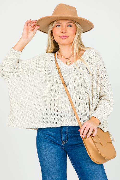 Kimmy V Sweater, Natural - New Arrivals - The Blue Door Boutique
