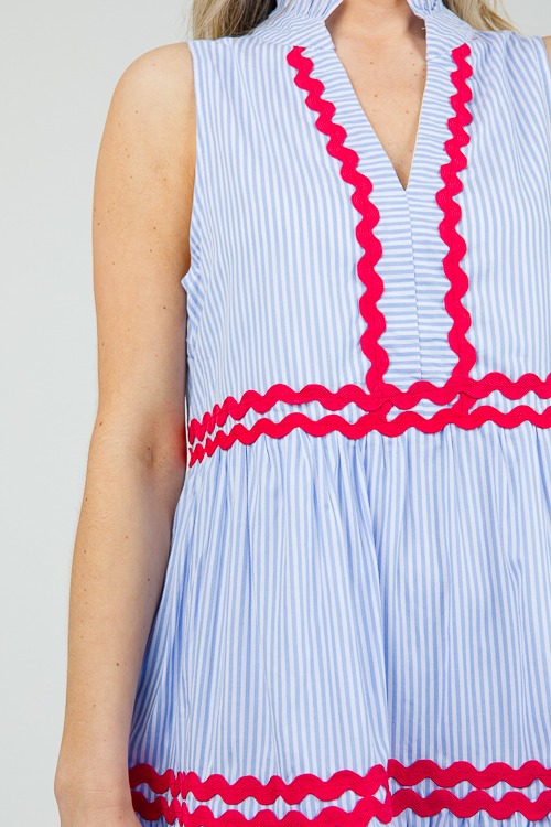 Ric Rac Stripe Dress, Lt. Blue - New Arrivals - The Blue Door Boutique