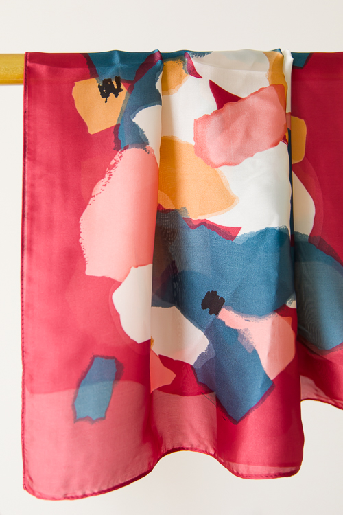 Abstract Silk Scarf, Red - New Arrivals - The Blue Door Boutique