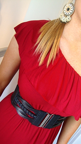 Ruffle 1 Shoulder Maxi Crimson - The Blue Door Boutique