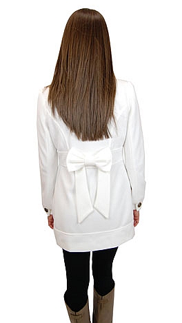 Bow Back Coat, Ivory - The Blue Door Boutique