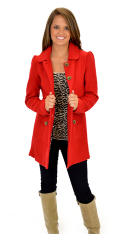 Red Apple Coat - The Blue Door Boutique