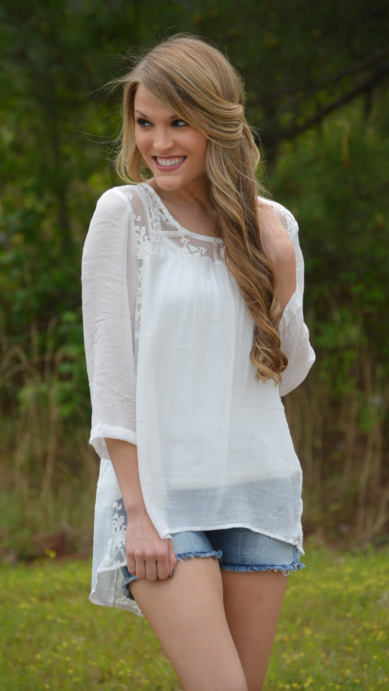 Sheer T-Back Top - Tops - The Blue Door Boutique