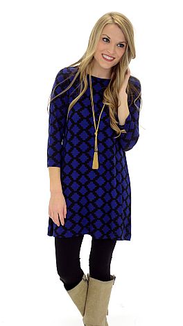 Best Basic Tunic, Blue Diamond - Dresses - The Blue Door Boutique