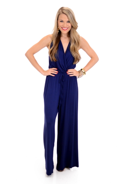 Pump it Up Jumpsuit, Navy - Rompers / Jumpsuits - The Blue Door Boutique