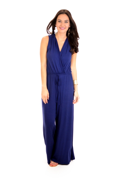 Pump it Up Jumpsuit, Navy - Rompers / Jumpsuits - The Blue Door Boutique