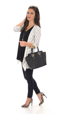 Window Pane Cardigan, White - Tops - The Blue Door Boutique