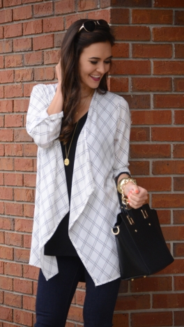 Window Pane Cardigan, White - Tops - The Blue Door Boutique