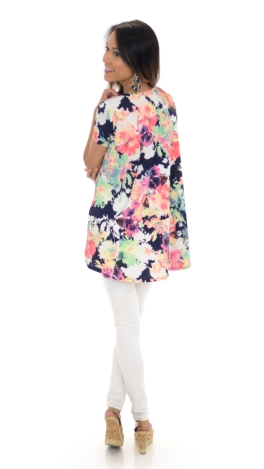 Slinky Pocket Frock, Navy Floral - Tops - The Blue Door Boutique
