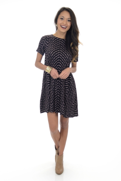 Lookie Loo Dress, Taupe Cylinders - Dresses w/ Sleeves - Dresses - The ...