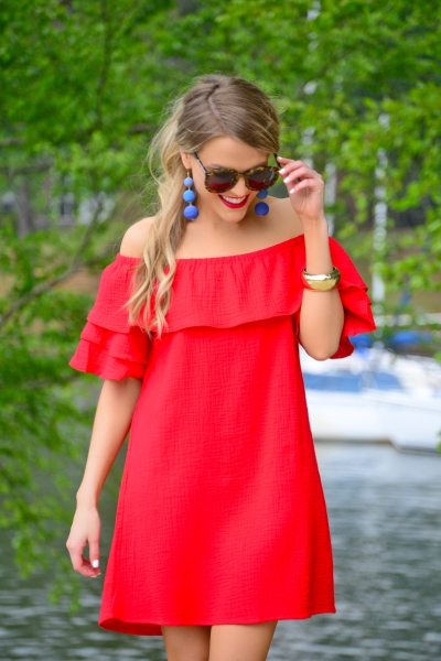Dancing Darling Dress - Off Shoulder - Dresses - The Blue Door Boutique