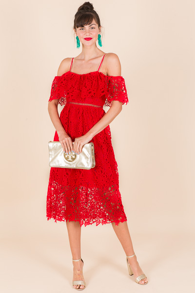 Eye Contact Dress, Red - Holiday - The Blue Door Boutique