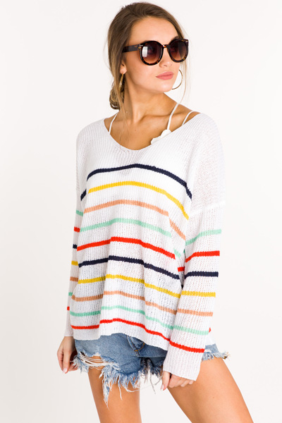 Shake It Off Striped Sweater - 3/4 & Long Sleeve - Tops - The Blue Door ...